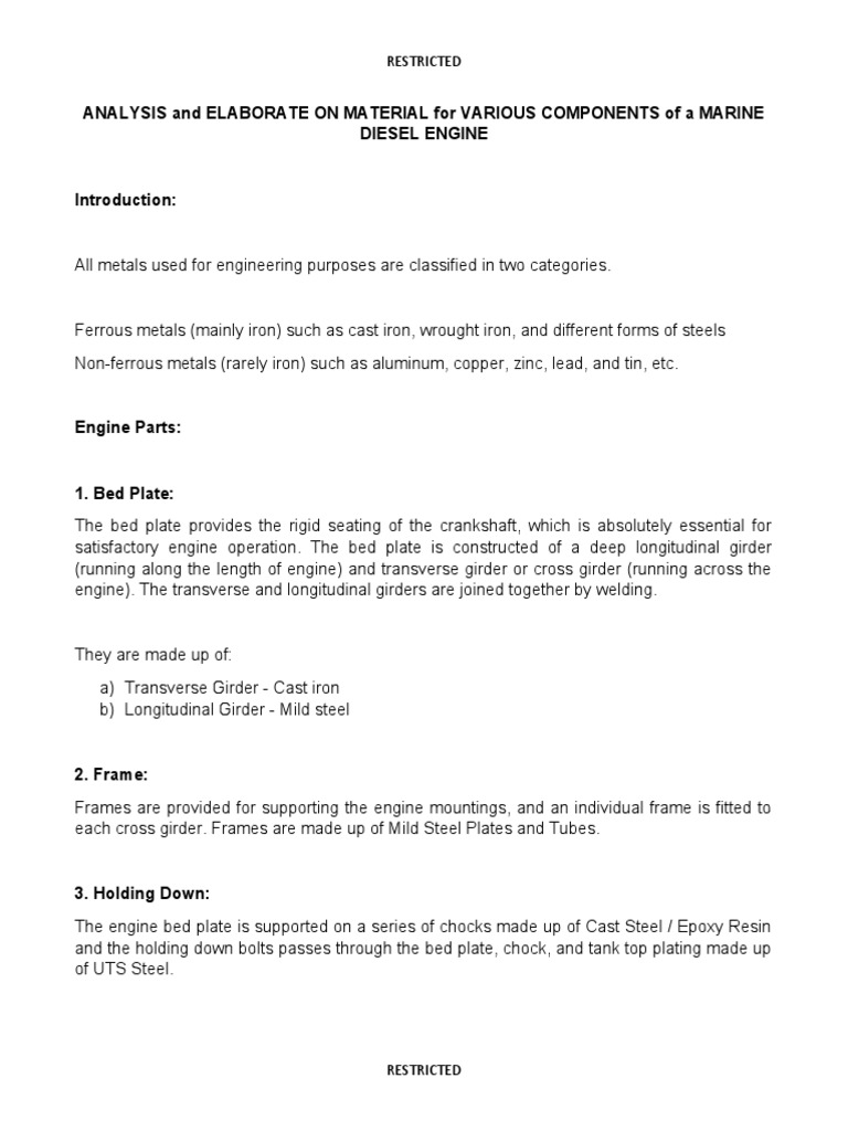 Construction Materials Used in Marine Diesel Engines | PDF | Piston ...