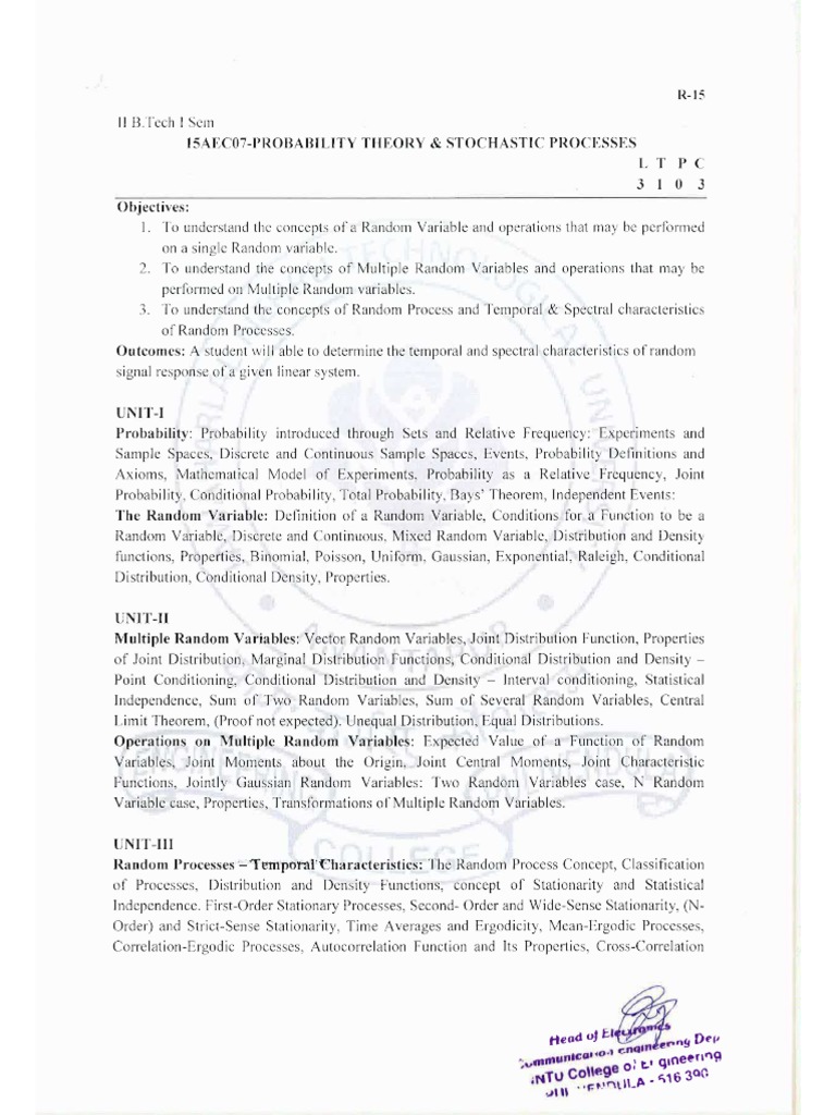 Probability Theory and Stochastic Process | PDF