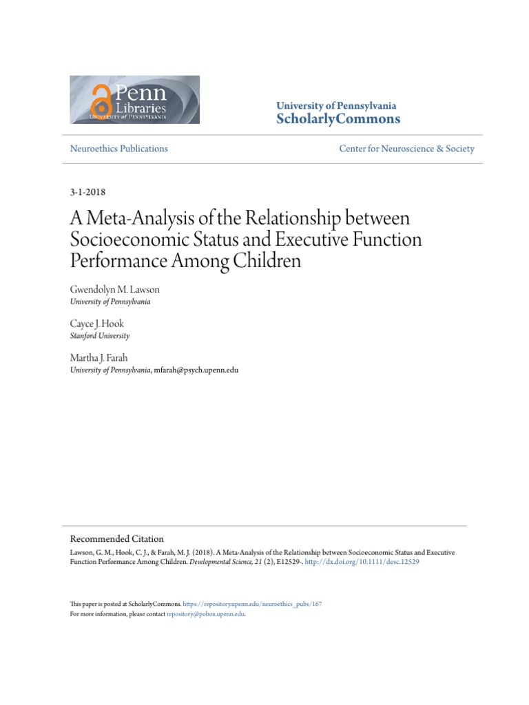 A Meta-Analysis of The Relationship Between Socioeconomic Status and ...