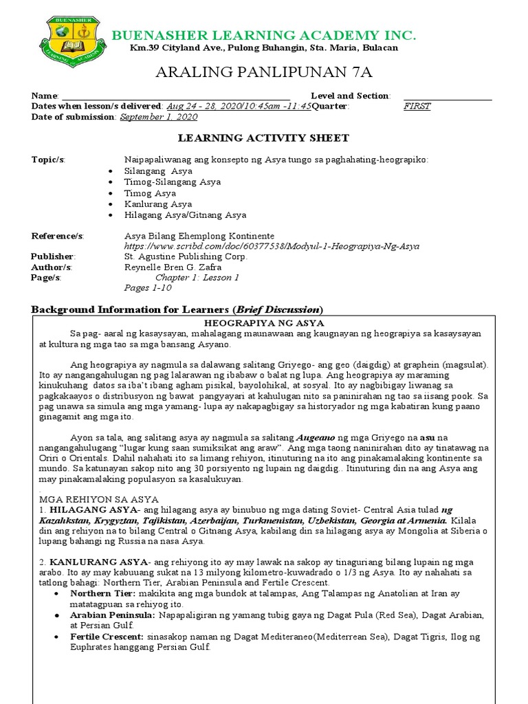 Ap Worksheet 1 7-A | PDF