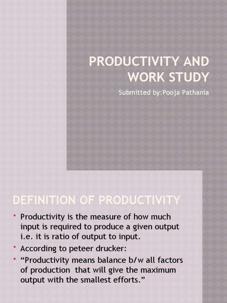 Productivity and Work Study | PDF