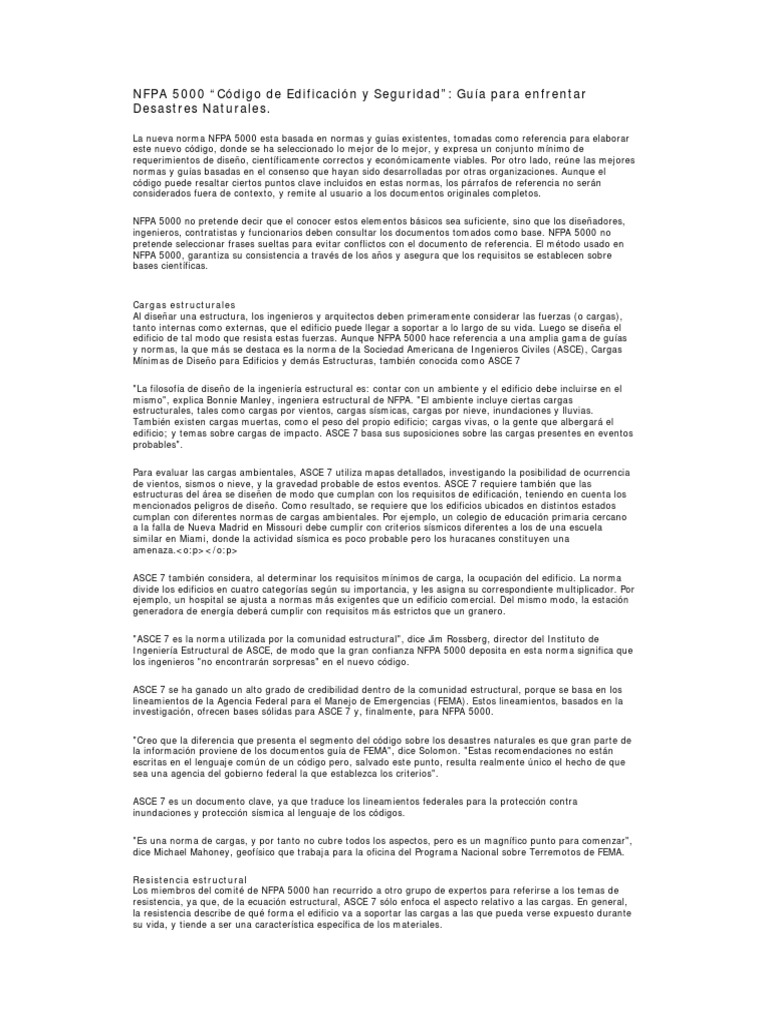 Nfpa 5000 | PDF | Agencia Federal de Manejo de Emergencias | Hormigón