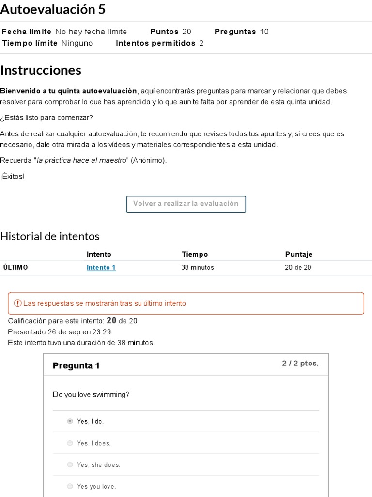 Autoevaluación 5 - INGLES I (5968) | PDF | Foods