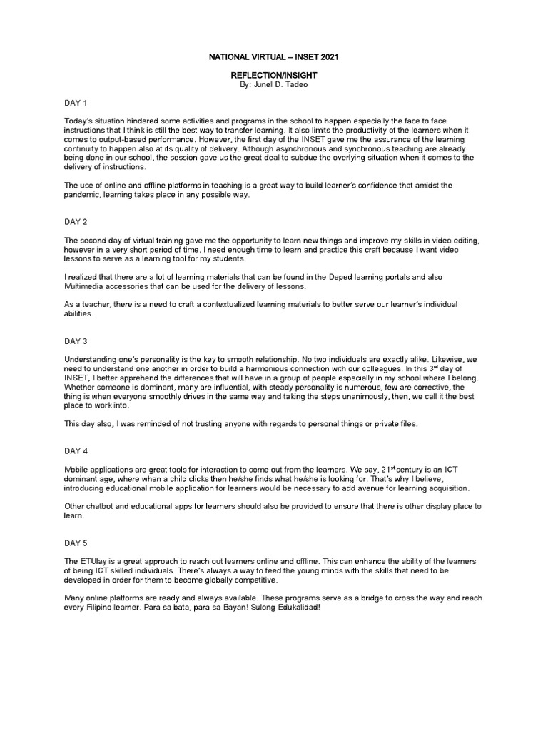 Reflection For Inset | PDF | Educational Technology | Mobile App