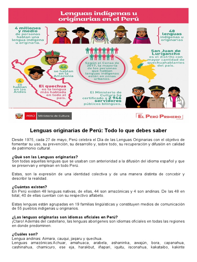 Lenguas Originarias Del Perú | PDF | Perú | Pueblos Indígenas de las ...