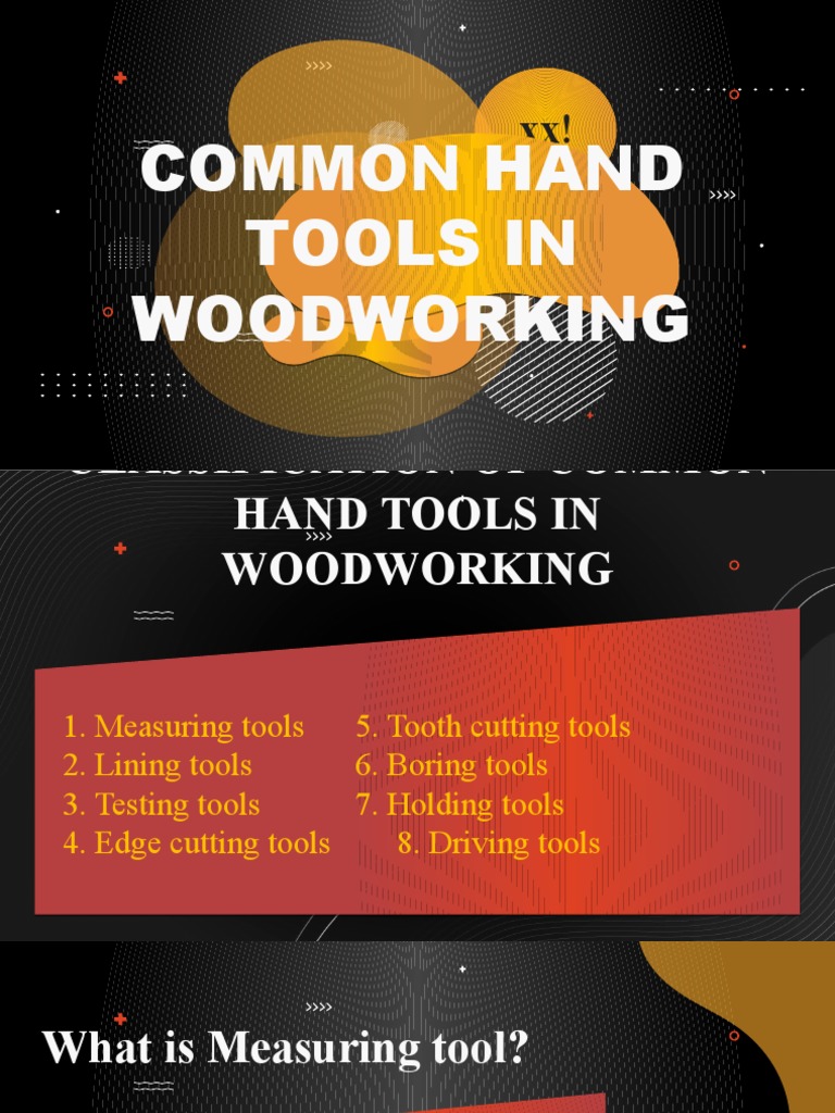 Common Hand Tools in Woodworking | PDF | Drilling | Drill