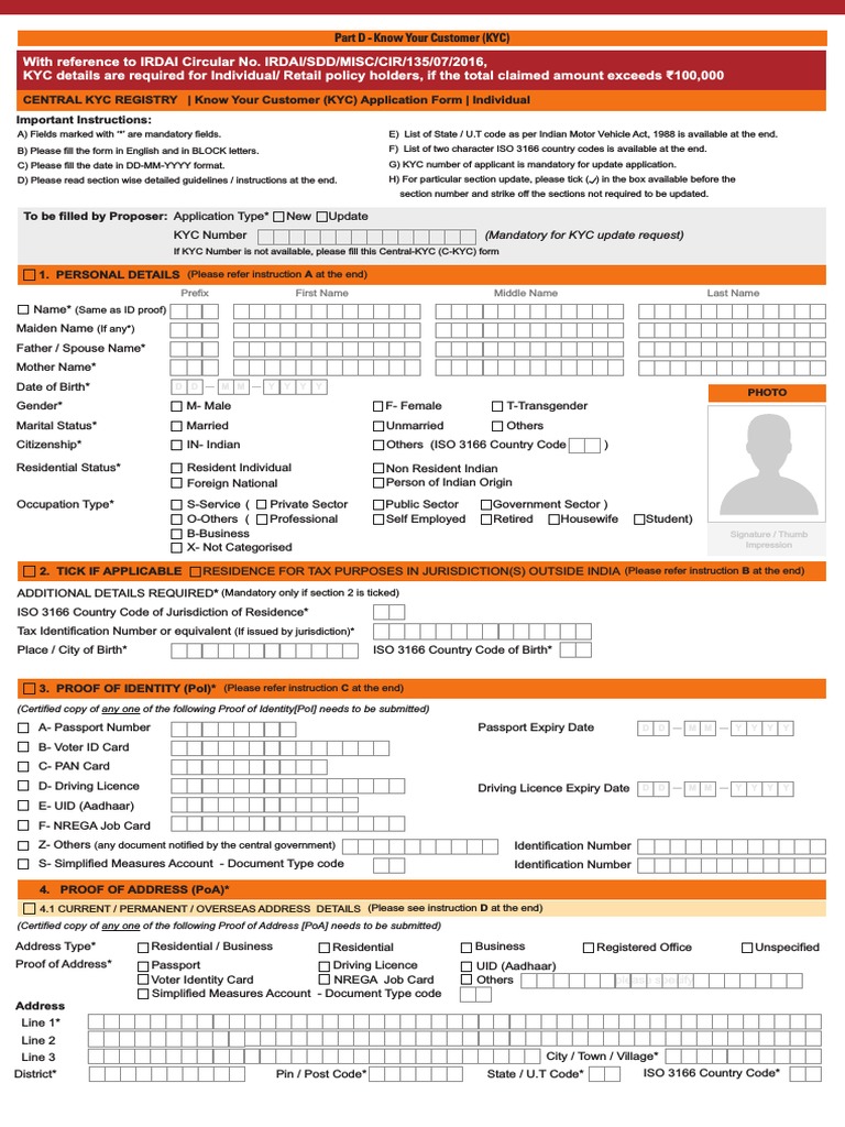 Central KYC Form Filling Guide | PDF | Identity Document | Access Control