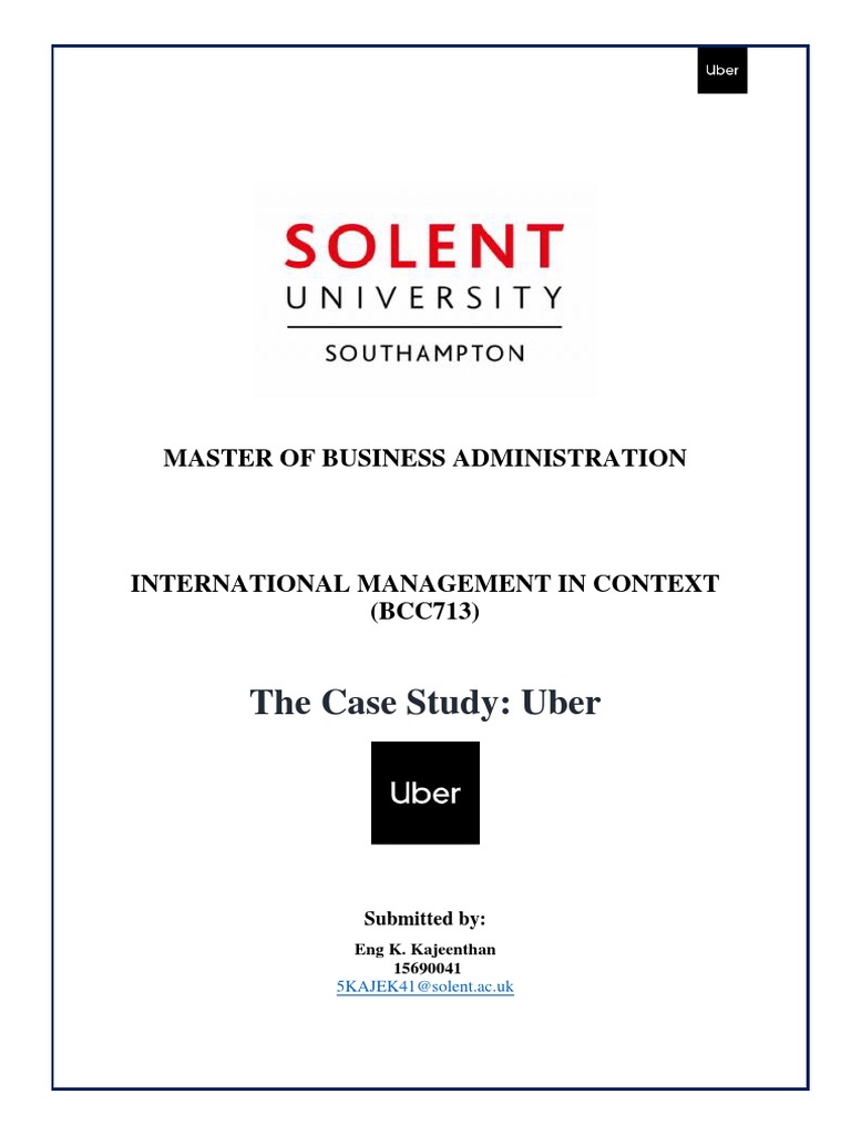 MBA Uber Case Study - Kajeenthan | PDF | Taxicab | Marketing
