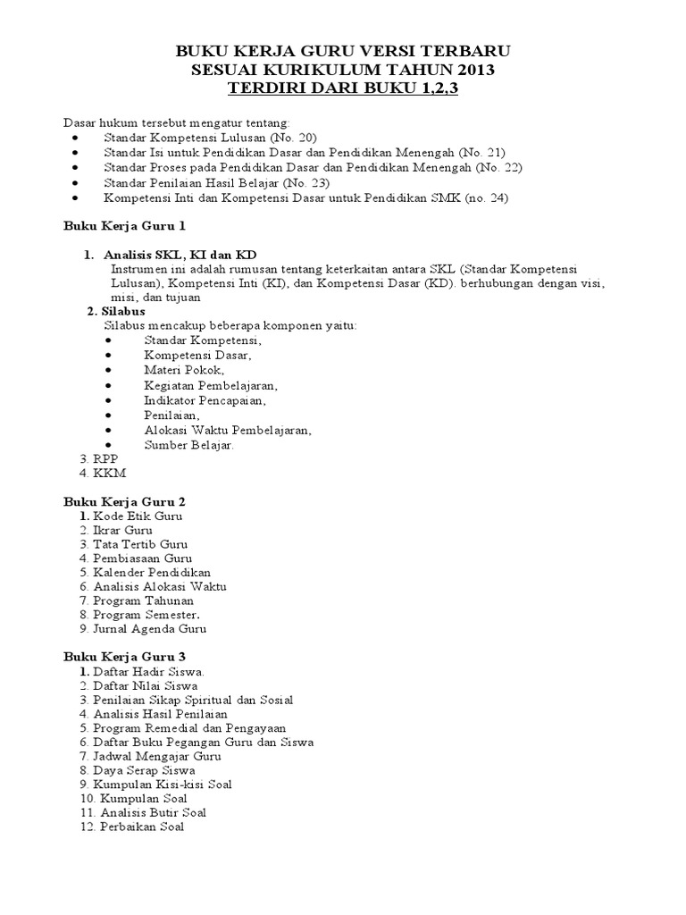 Buku Kerja Guru 1,2,3 | PDF