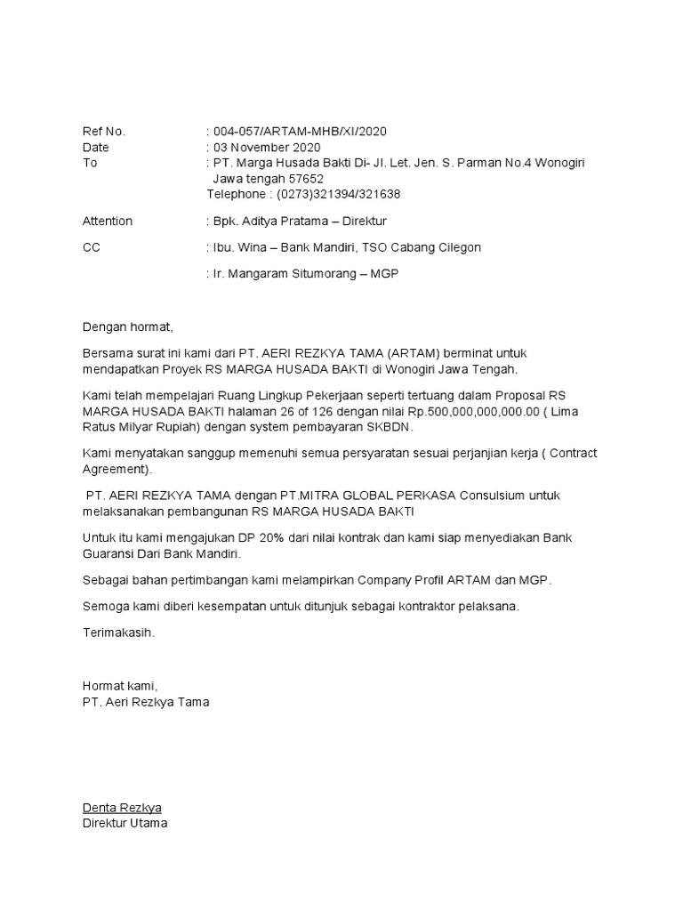 Projek Rumah Sakit Wonogiri (Surat Minat) | PDF