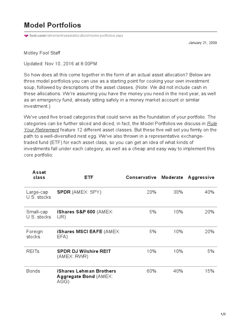 4-Model Portfolios | Download grátis PDF | Asset Allocation | Exchange ...
