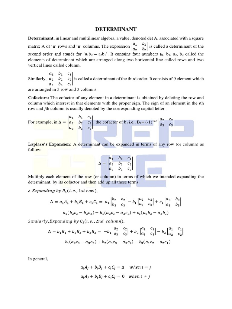 Math DETERMINANT | Download Free PDF | Matrix (Mathematics) | Eigenvalues And Eigenvectors