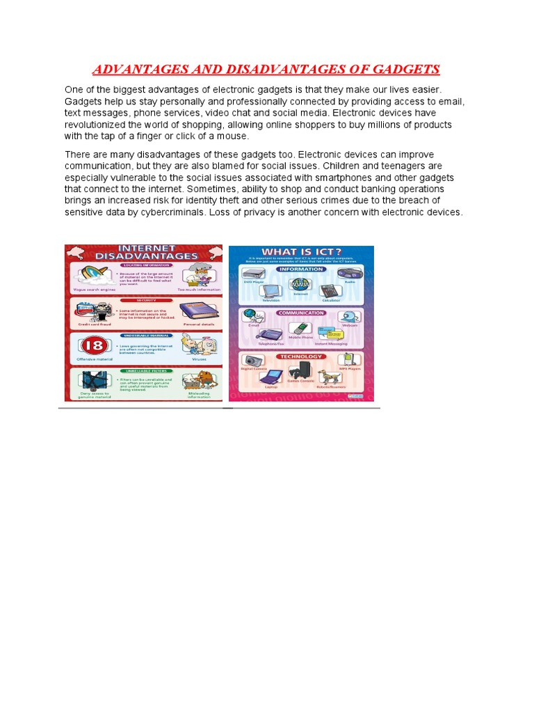 Advantages and Disadvantages of Gadgets | PDF