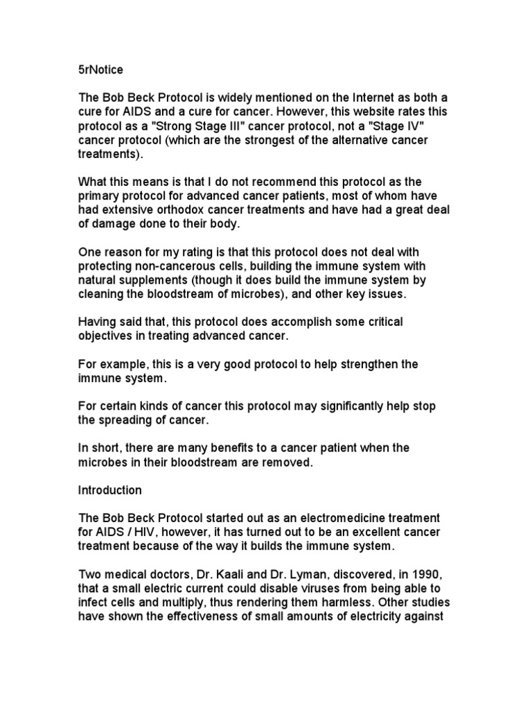 Bob Beck Protocol | Cancer | Immune System