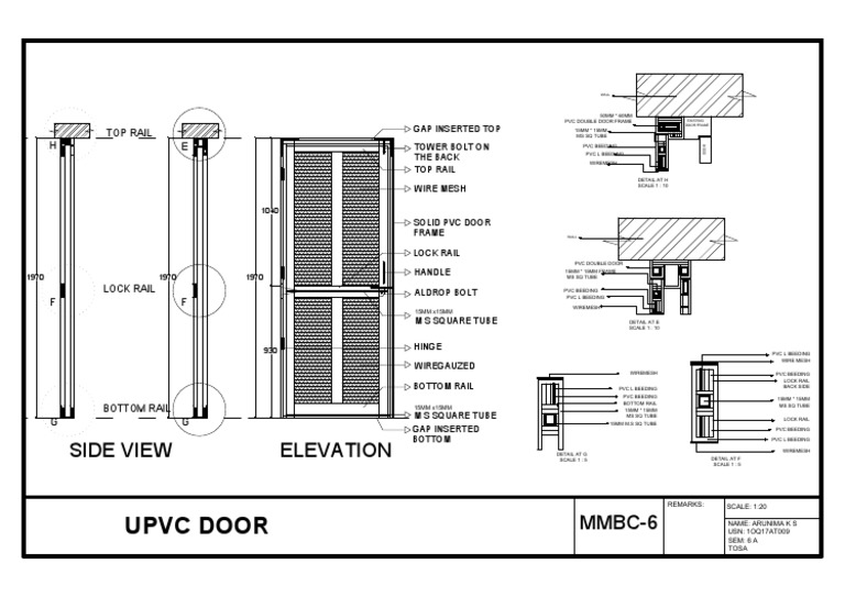 Upvc Door: Side View Elevation | PDF | Door | Architectural Design