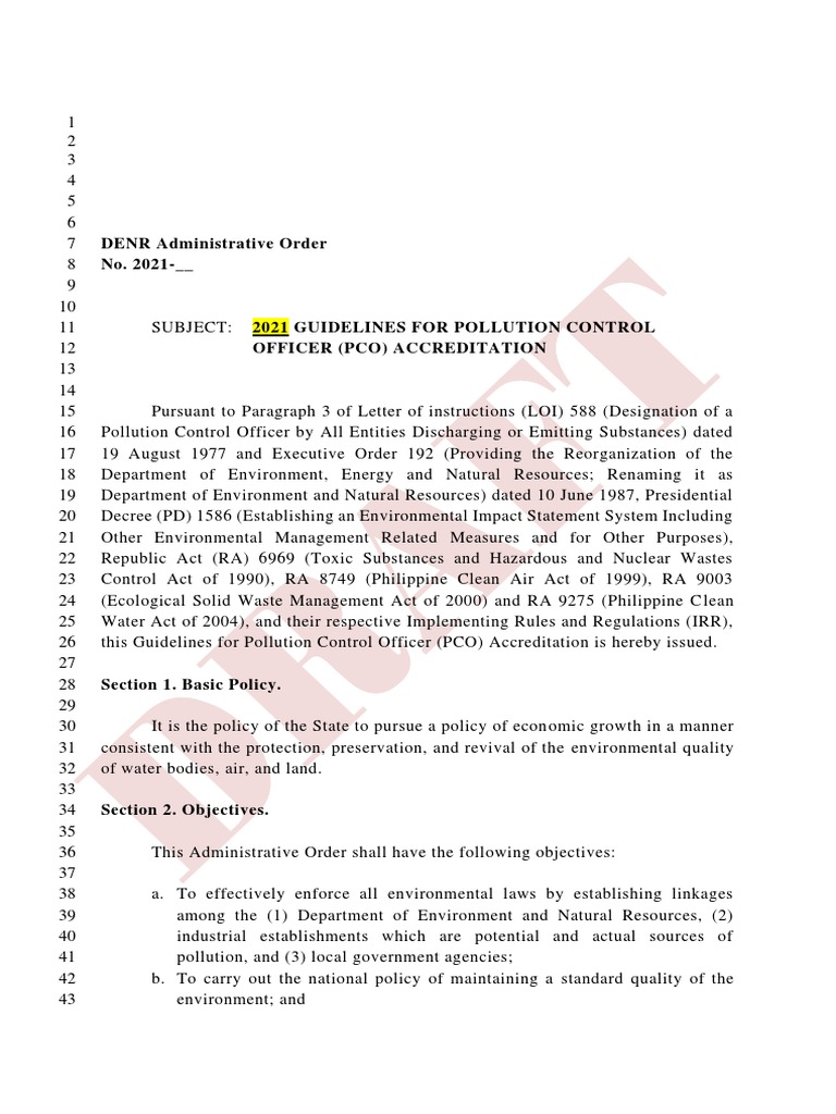 (FOR VIEWING ONLY) DRAFT DAO 2021 PCO Accreditation Guidelines | PDF | Sewage Treatment | Fuel Oil