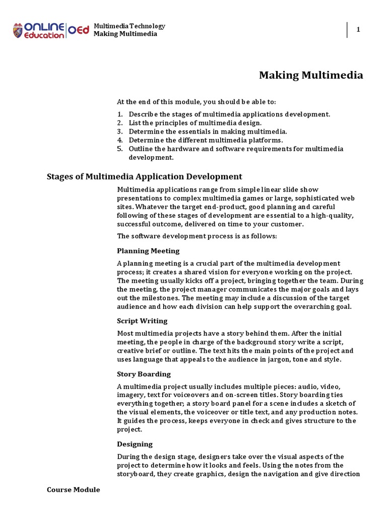 Making Multimedia: Stages of Multimedia Application Development ...