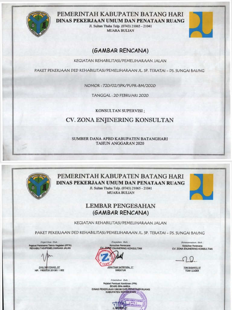 1.gambar Rencana RehabPemel Jl. Teratai Ds - Sei. Baung | PDF