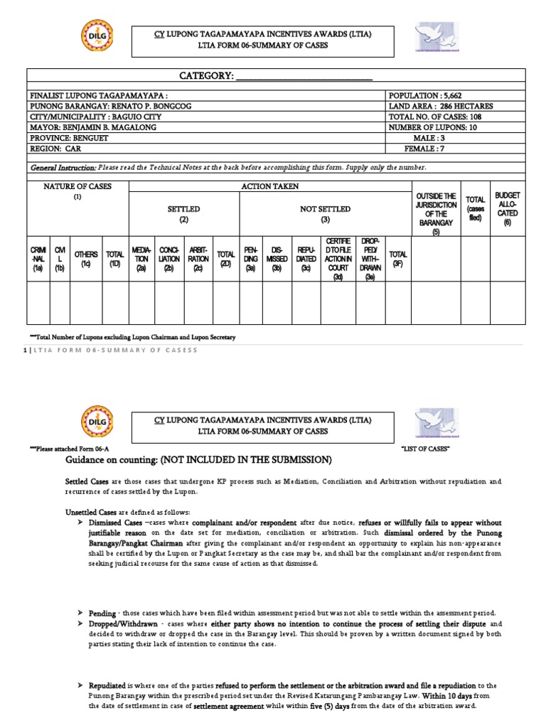 CATEGORY: - : Ltia Form 06-Summary of Casess | PDF | Arbitration ...