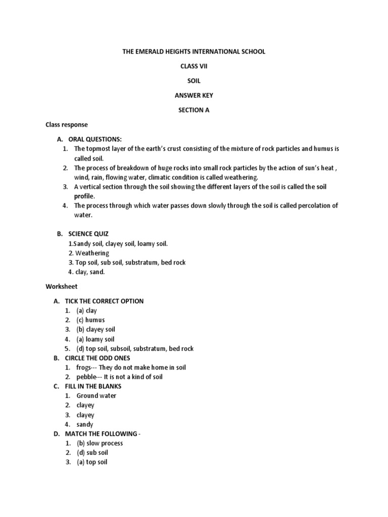 Answer Key of Chapter 9 Soil | PDF | Soil | Water