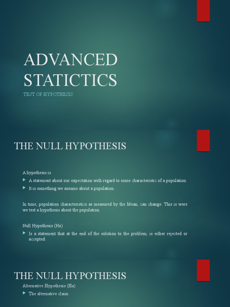 Advanced Statistics Test of Hypothesis | Download Free PDF ...