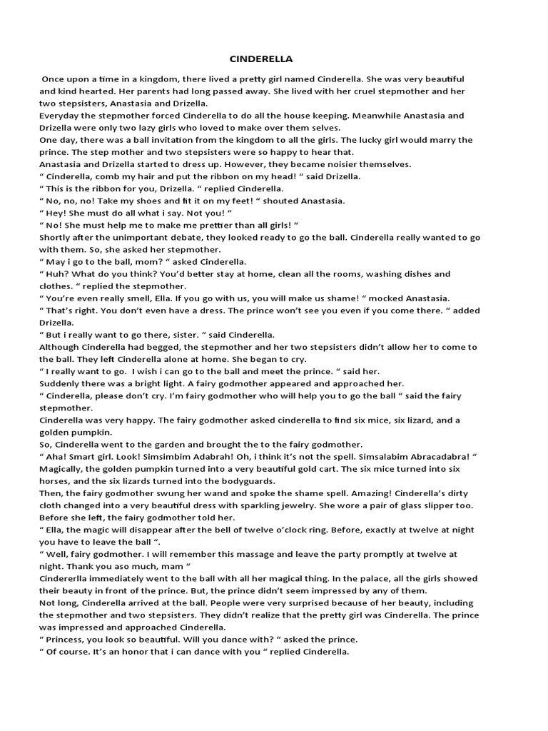 Cinderella Storytelling Script | PDF | Cinderella