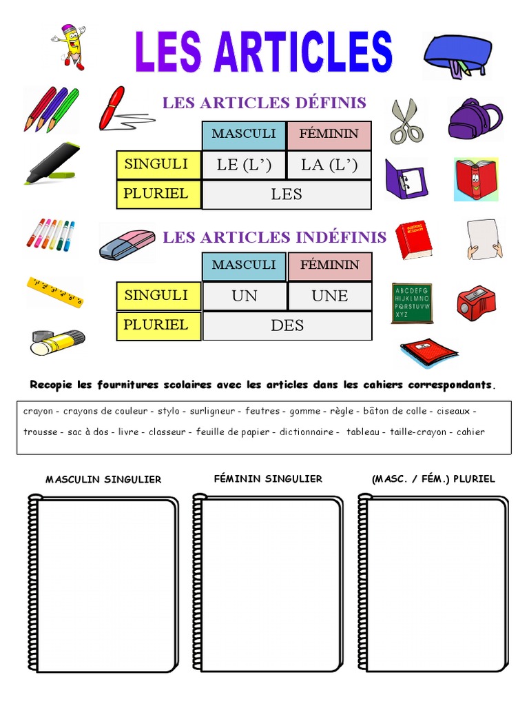 Articles définis et indéfinis FLE | PDF