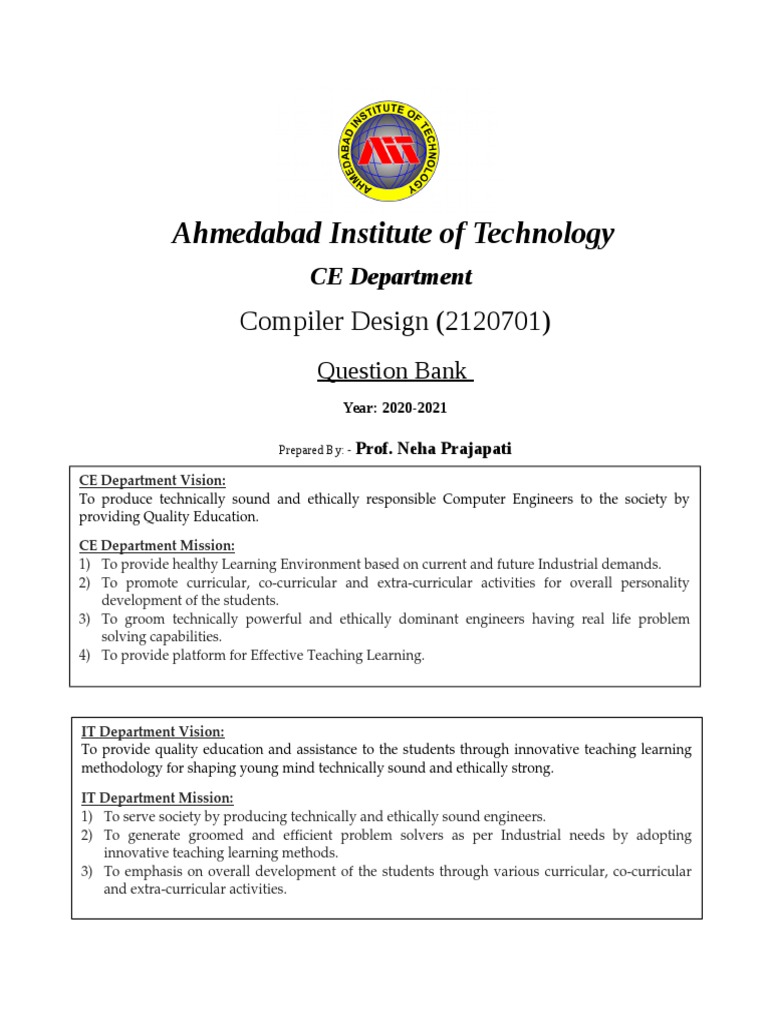 6.CD Question Bank | PDF | Parsing | Compiler