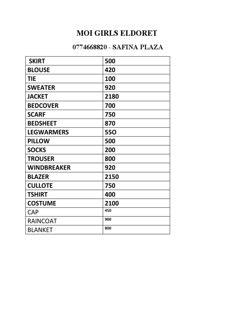 Moi Girls Eldoret | PDF