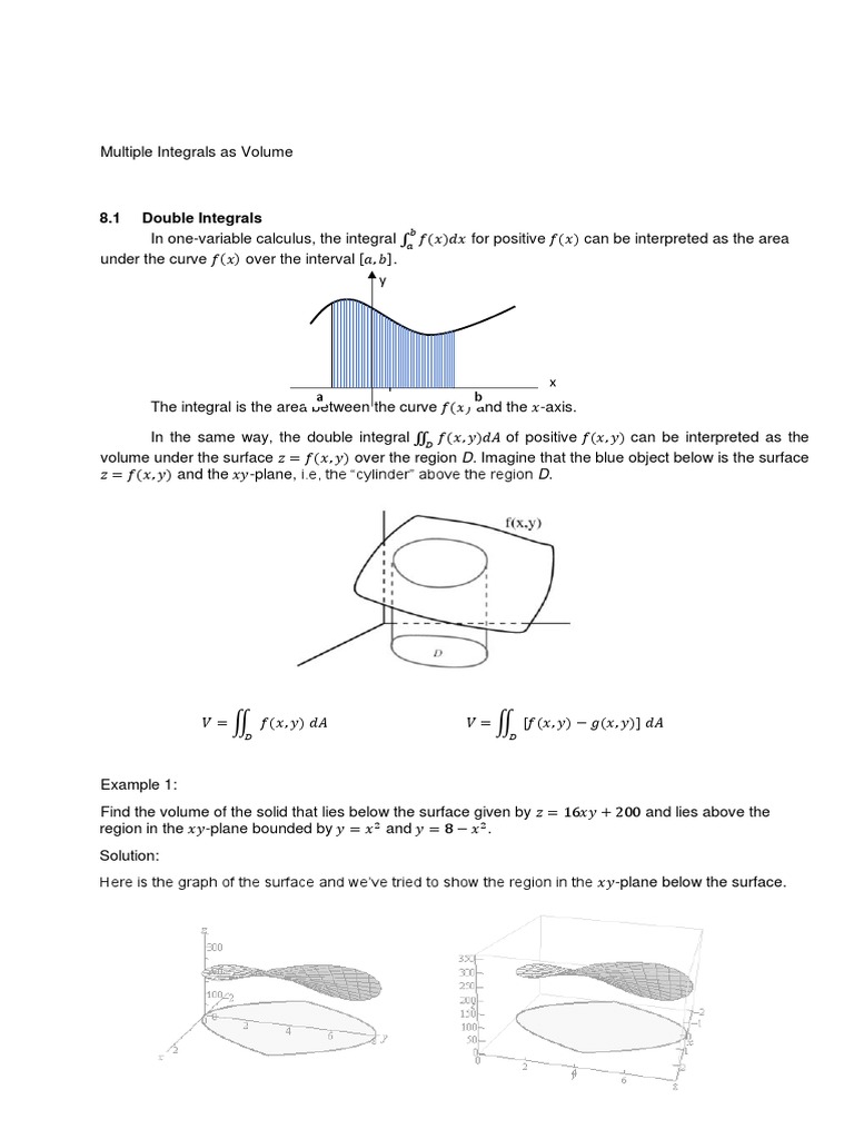 Multiple Integral As Volume | PDF | Integral | Area