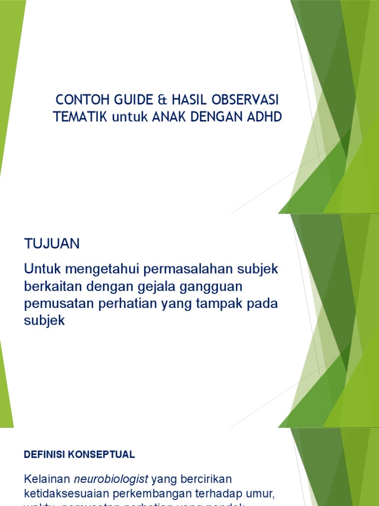 CONTOH GUIDE & HASIL OBSERVASI TEMATIK Untuk ANAK DENGAN ADHD | PDF
