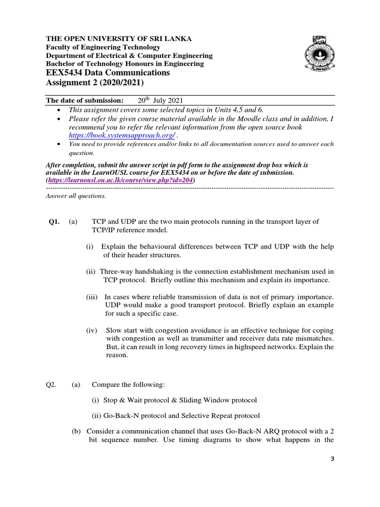 EEX5434 Data Communications Assignment 2 (2020/2021) | PDF | Ip Address | I Pv6