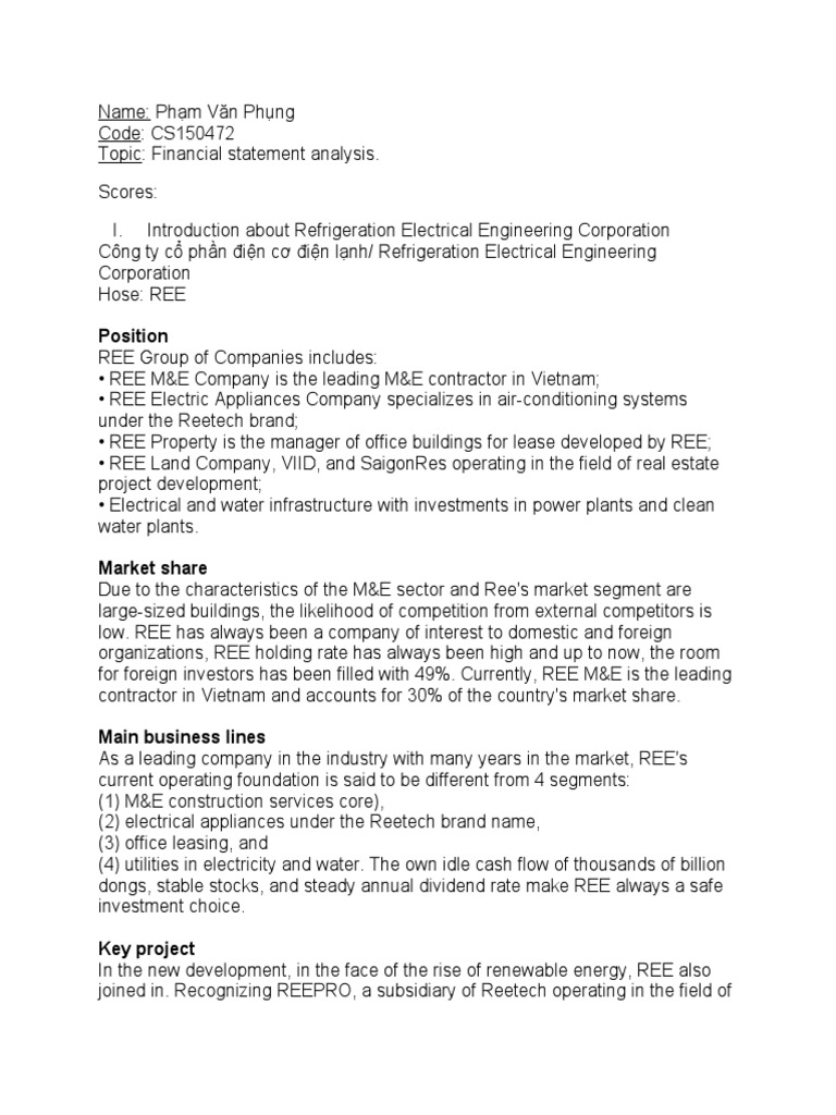 FIN202 Individual Assignment Pham Van Phung IB1501 | PDF | Net Income | Revenue