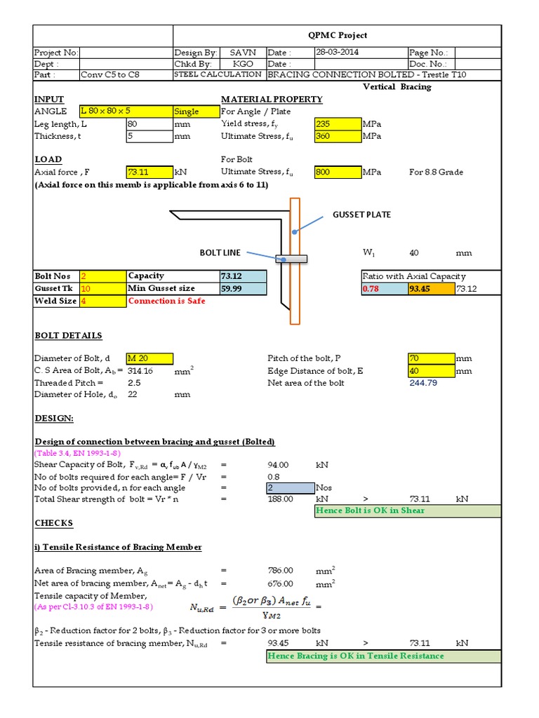 Bracing - Angles - Single Row | PDF | Screw | Stress (Mechanics)
