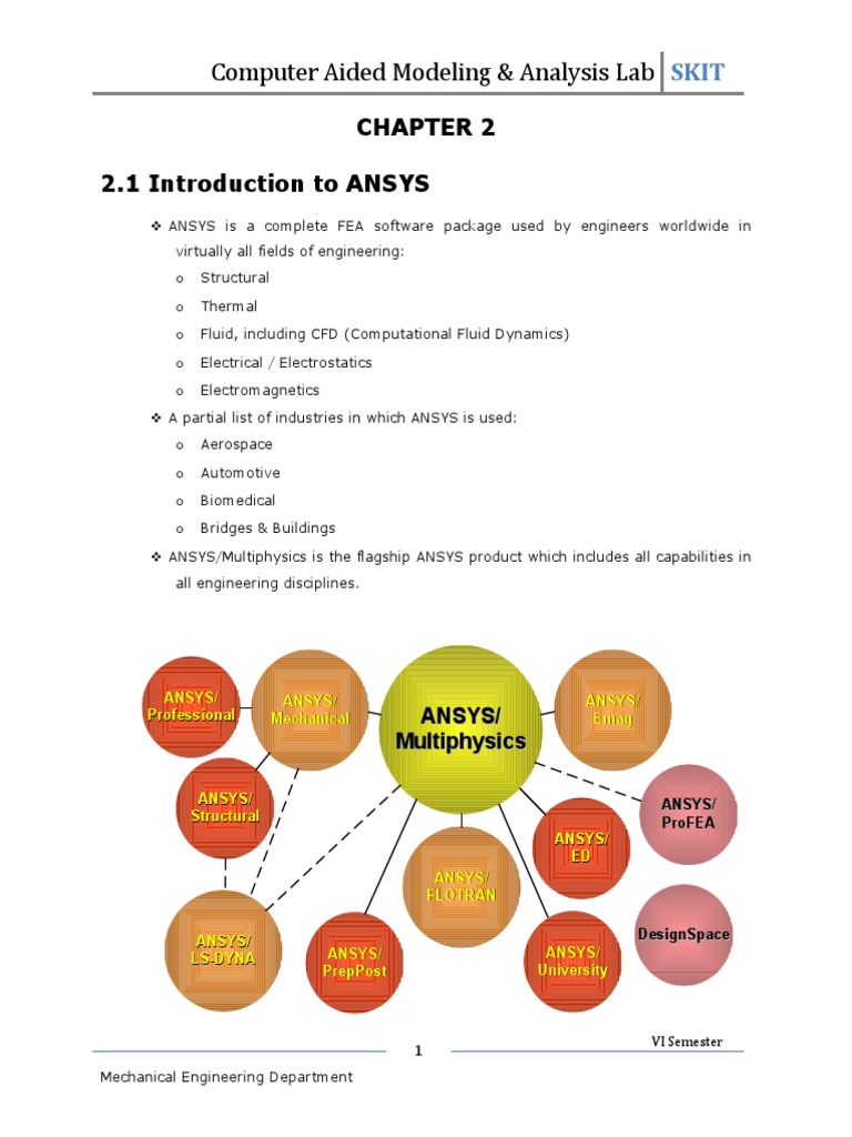Computer Aided Modeling & Analysis Lab: 2.1 Introduction To ANSYS | PDF | Fluid Dynamics ...