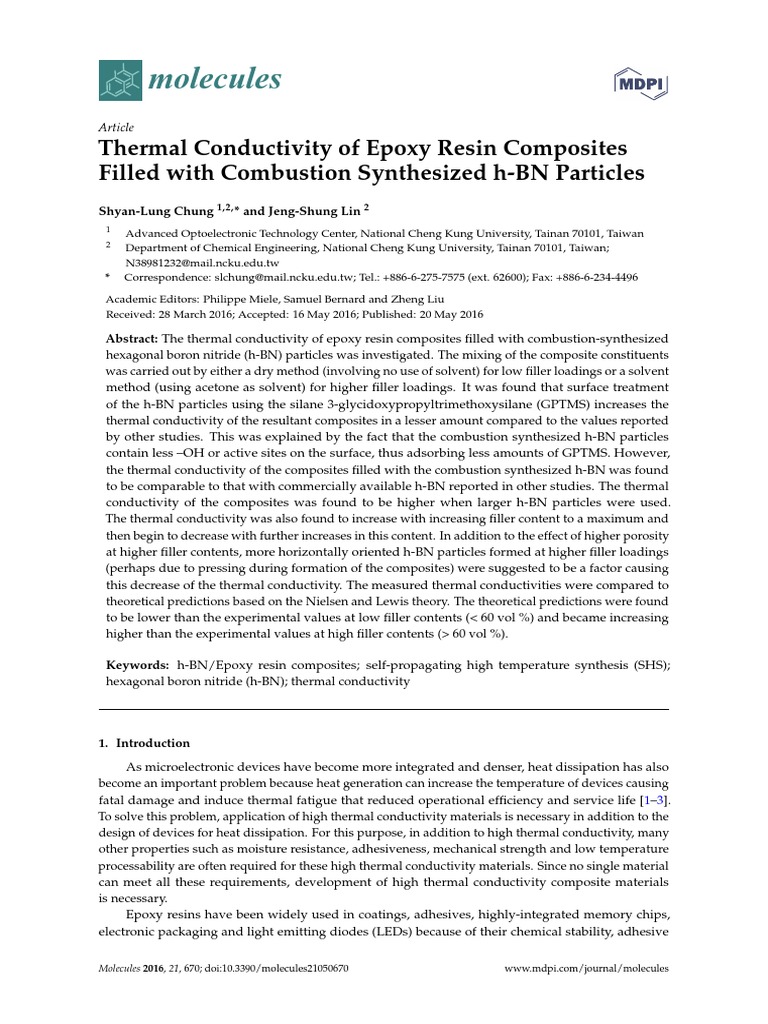 Molecules: Thermal Conductivity of Epoxy Resin Composites Filled With ...