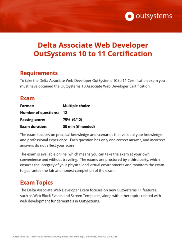OutSystems 11 Delta Associate Web Developer Certification | PDF ...