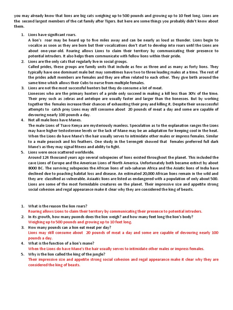 Lions 101 - Nat Geo Wild | PDF | Lion | Zoology