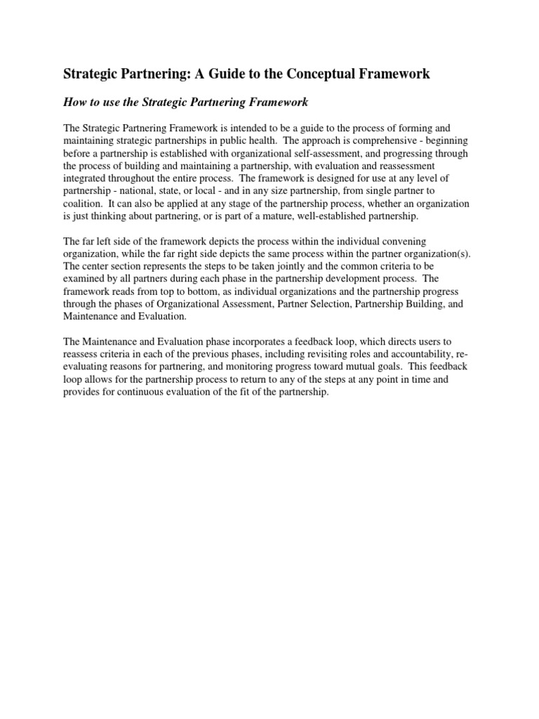 Strategic Partnering Conceptual Framework - Ac | PDF | Goal | Partnership