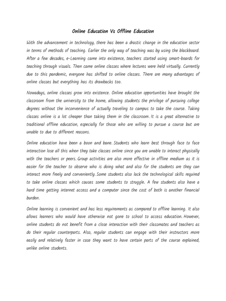 Online Vs Offline Education | PDF | Career & Growth