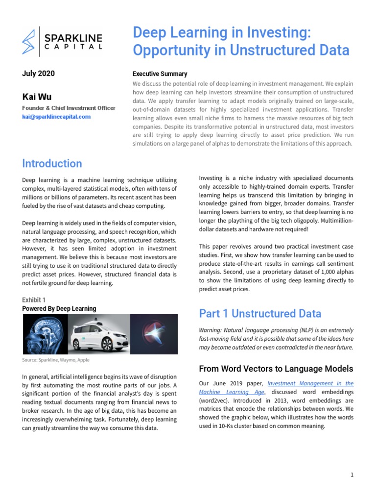 Part 1 Unstructured Data: How Transfer Learning Helps Investors ...