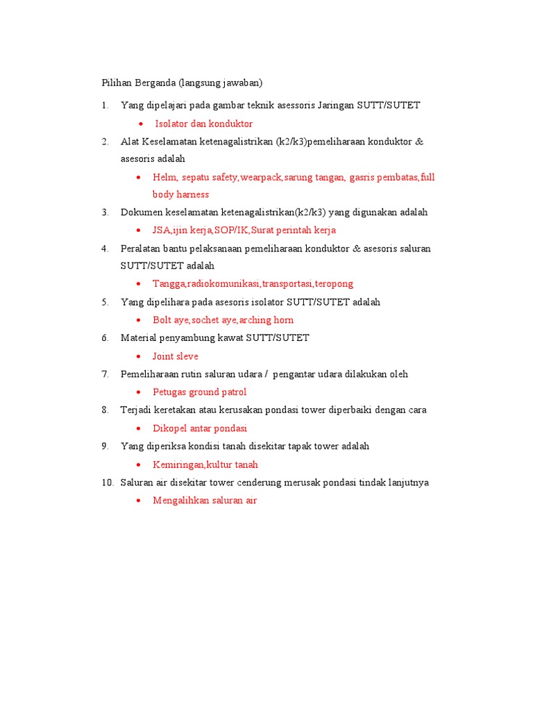 Pemeliharaan dan Aksesoris SUTT/SUTET | PDF