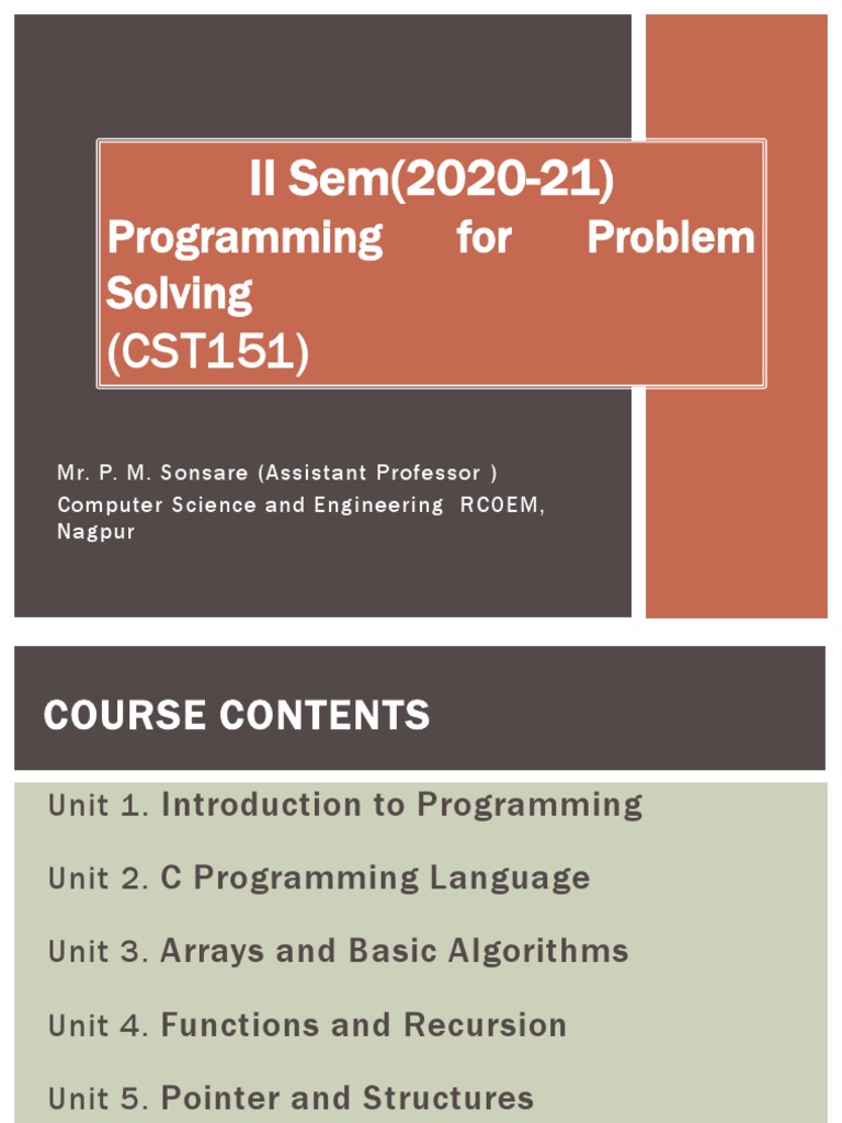 CP Unit 1 | PDF | Computer Data Storage | Computer Programming