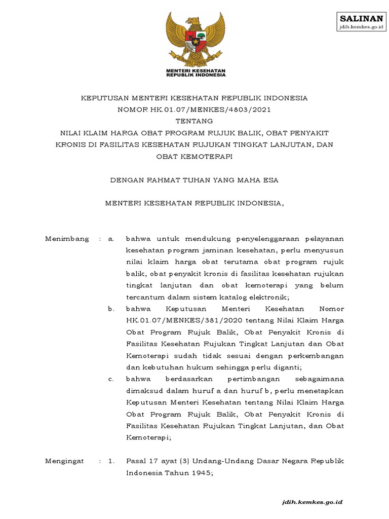 Nilai Klaim Harga Obat Rujuk Balik | PDF