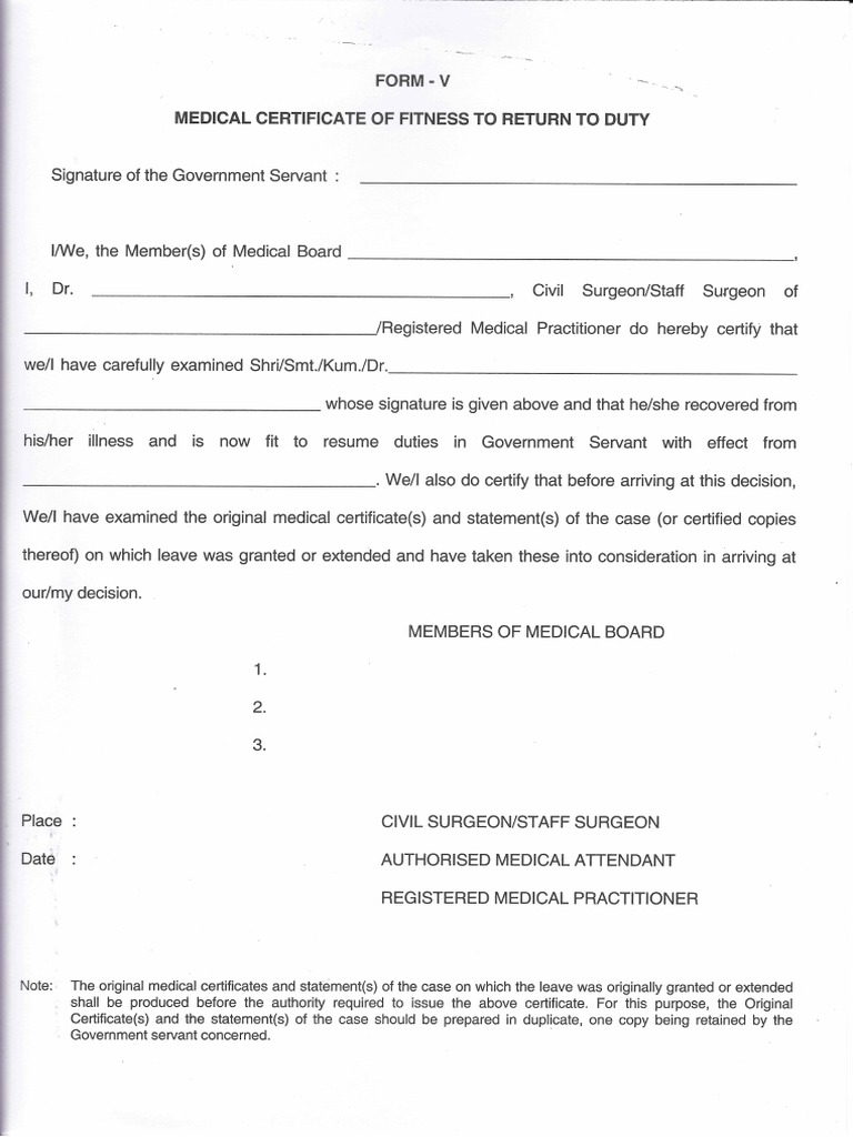 Medical Certificate Non Gazetted Officers | PDF