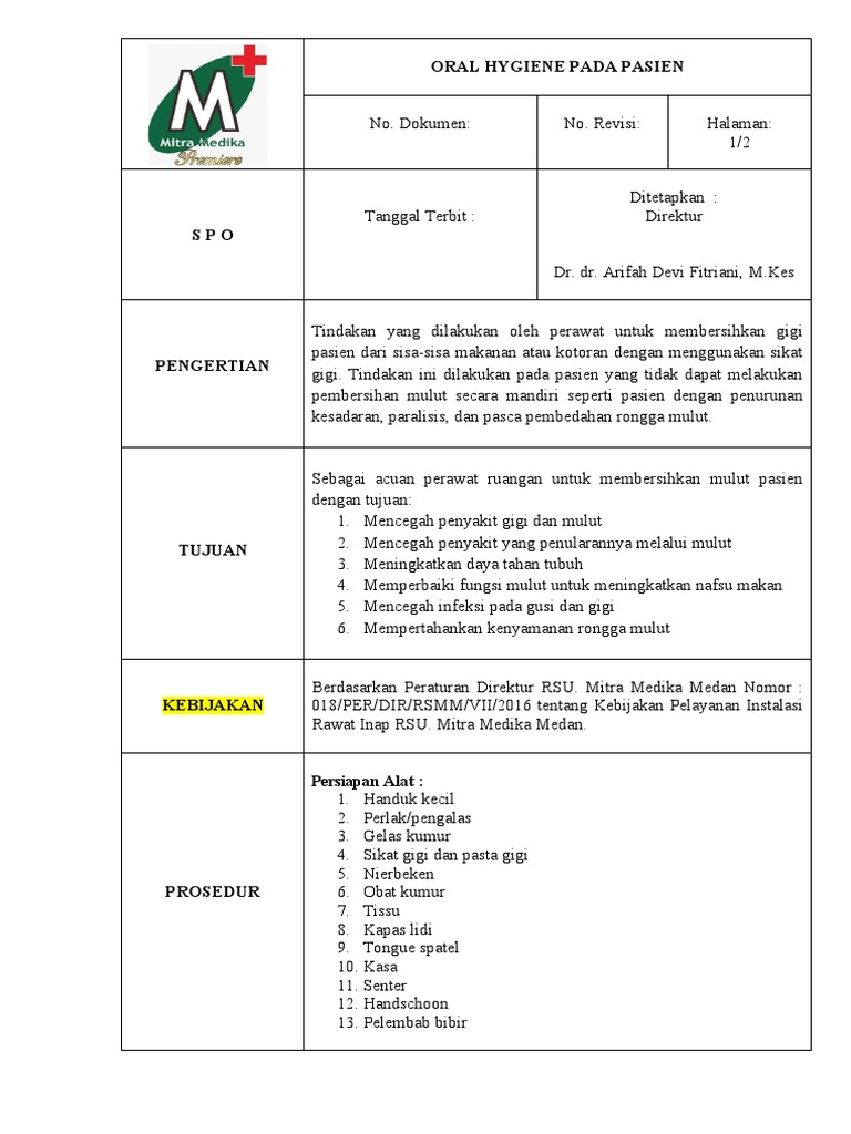 025D Oral Hygiene Pada Pasien | PDF
