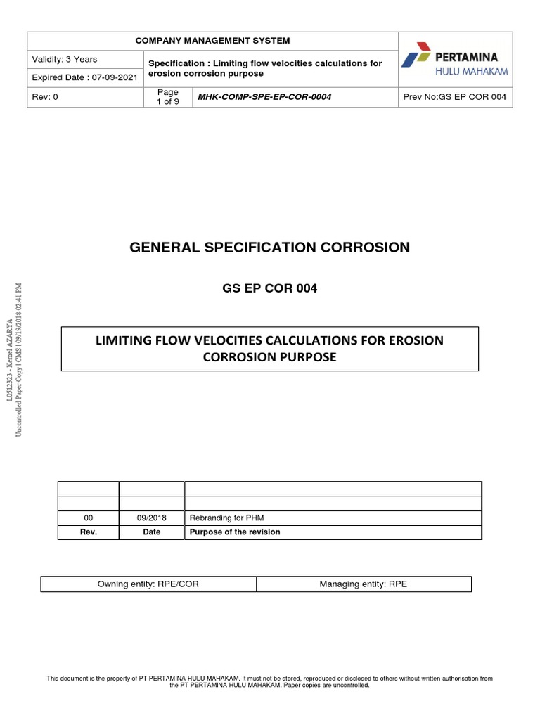 General Specification Corrosion: Gs Ep Cor 004 | PDF | Fluid Dynamics ...