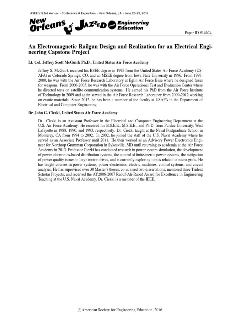 Electromagnetic Railgun Design Project | PDF | Capacitor | Quantity