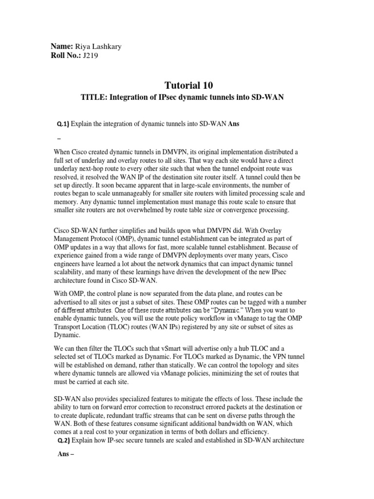Tutorial 10: Name: Riya Lashkary Roll No.: J219 | PDF | Computer ...