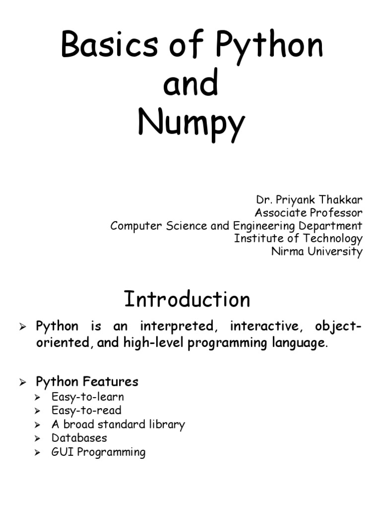 Basics of Python and Numpy | Download Free PDF | Parameter (Computer ... Basics of Python and Numpy | Download Free PDF | Parameter (Computer ...